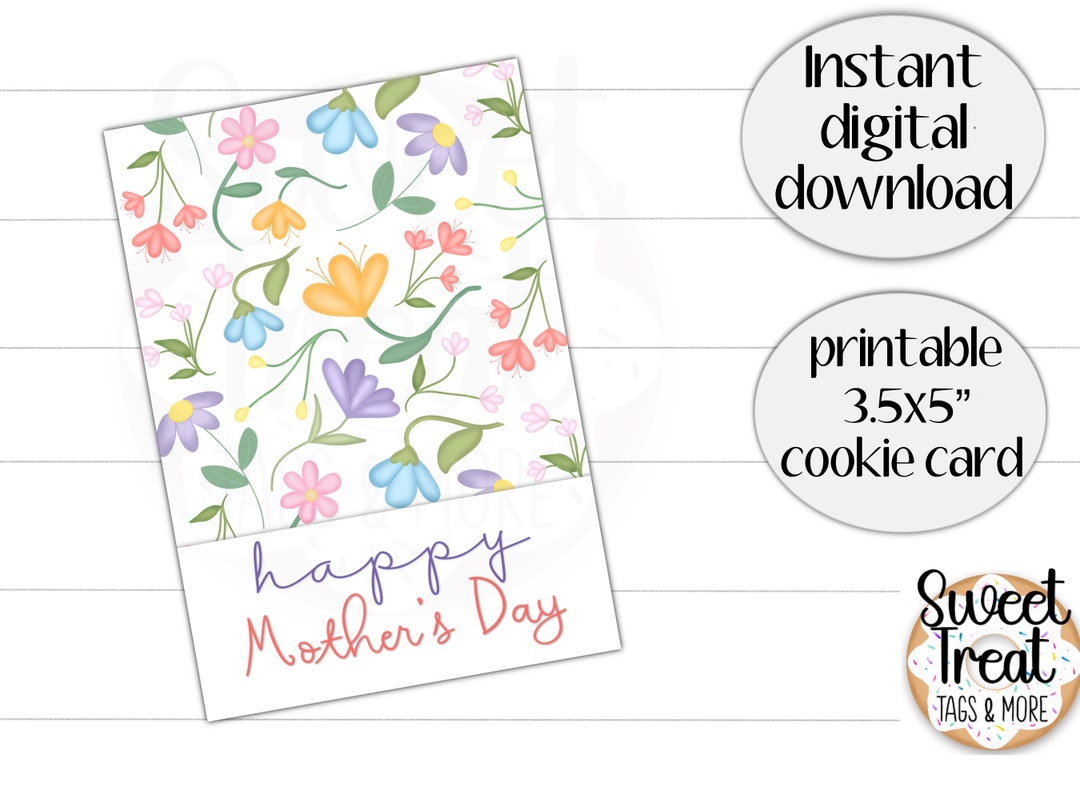 Printable Mother's Day Cookie Card - Happy Mothers Day - 3.5x5 ...