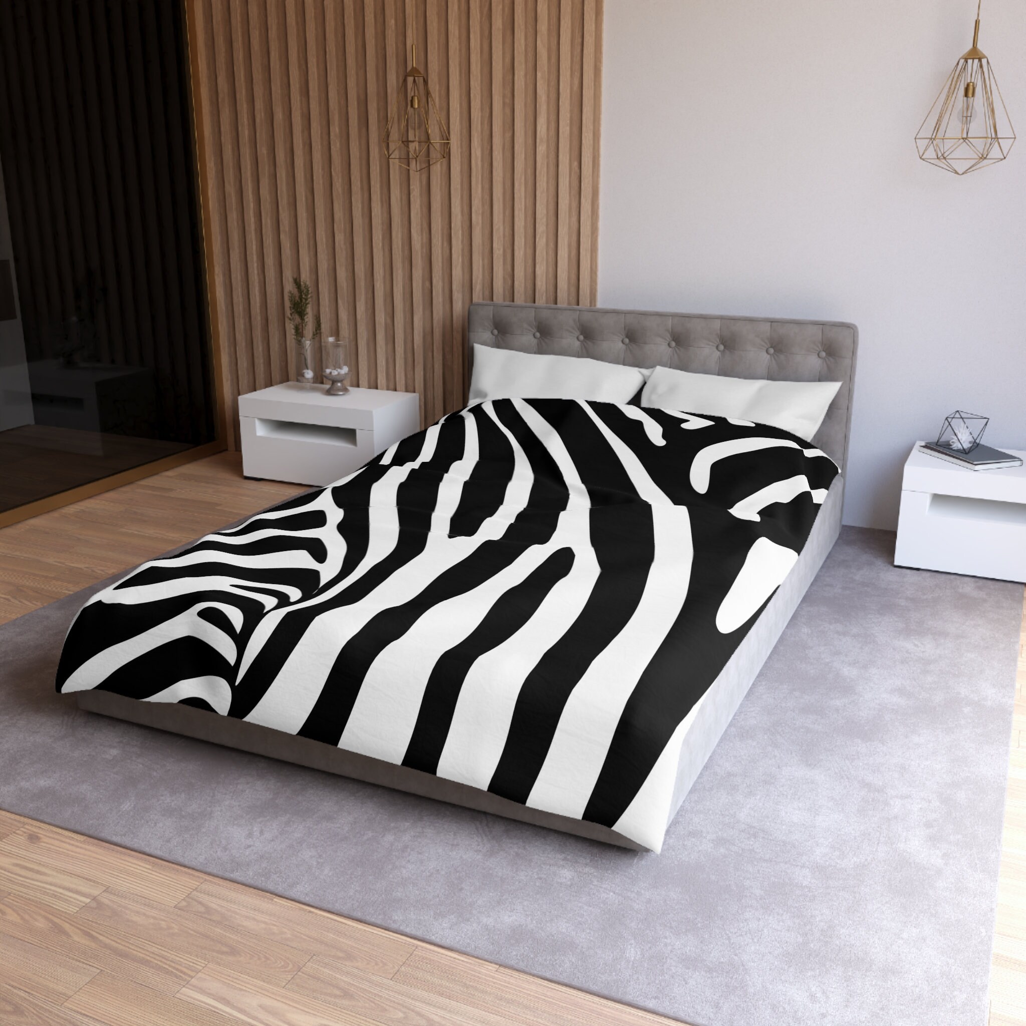 Zebra Prints in Black & White Lines Printed on Microfiber - Etsy