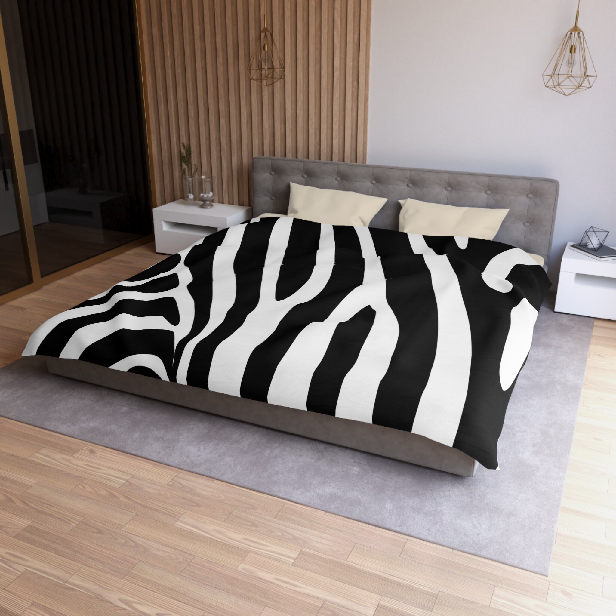 Zebra Prints in Black & White Lines Printed on Microfiber - Etsy