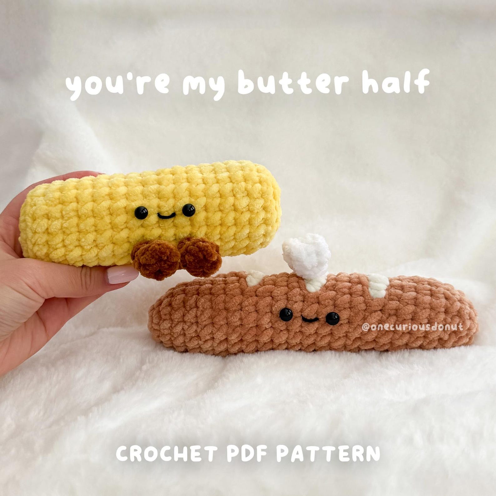 Baguette & Butter Crochet Pattern, PDF, Crochet Baguette, Butter, Bread ...
