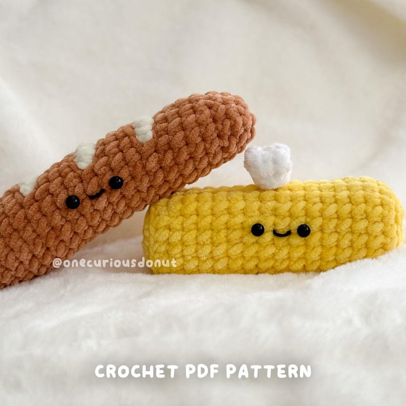 Baguette & Butter Crochet Pattern, PDF, Crochet Baguette, Butter, Bread ...