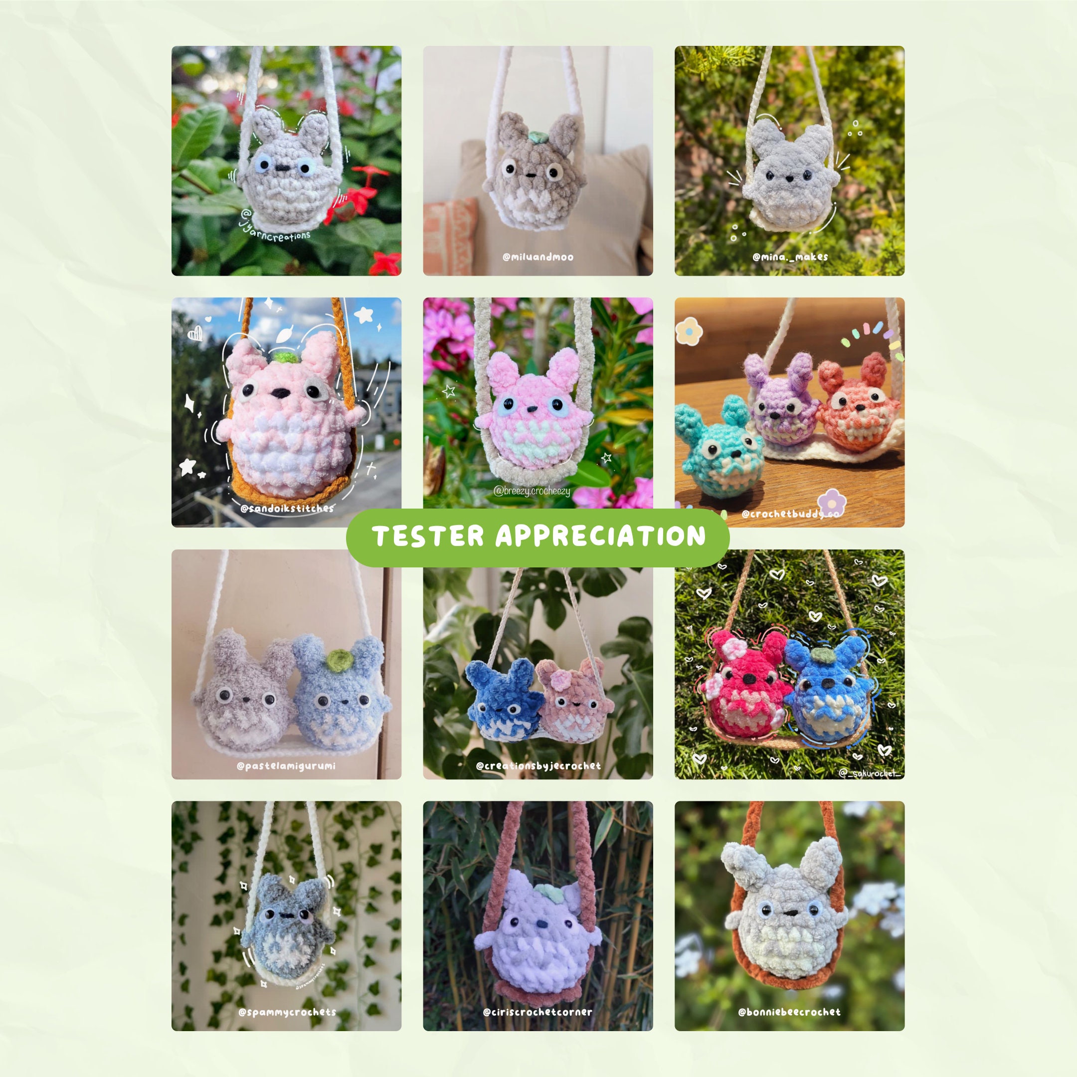 2 in 1 PDF Totoro Swing Crochet Pattern, Ghibli Car Hanger, Single ...