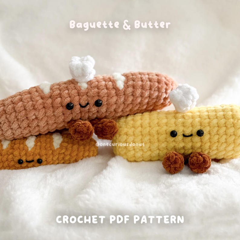 Baguette & Butter Crochet Pattern, PDF, Crochet Baguette, Butter, Bread ...