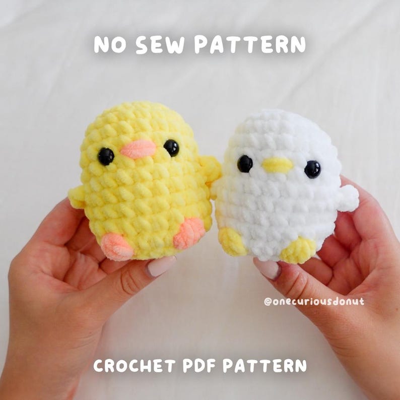 Crochet Duck, Crochet Chick, PATTERN, No Sew Amigurumi, PDF, Pocket ...
