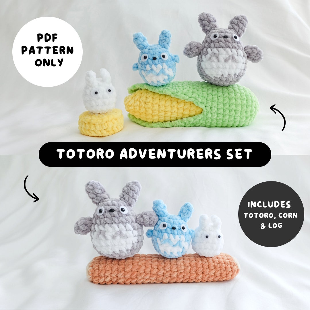 PDF Totoro Crochet Pattern Bundle, CORN, LOG, Chibi Totoro, Chu Totoro ...
