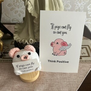 Crochet Positive Pig - Motivational Card Toy L Spread Joy - Crochet Pig ...