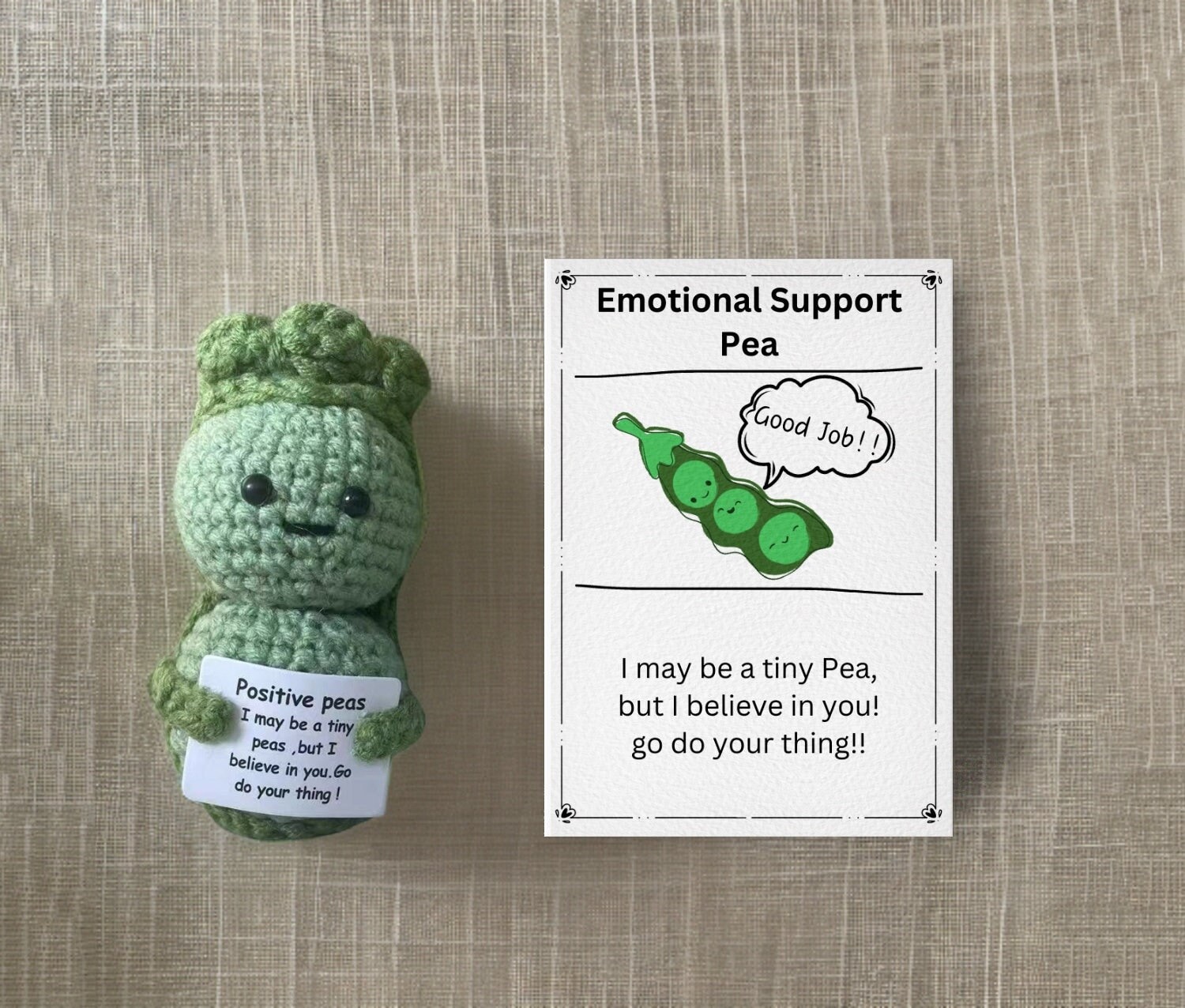 Emotional Support Peas, Motivational Gift, Affirmation Crochet Toy ...