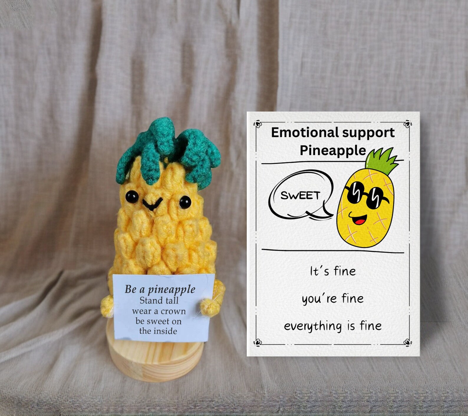 Handmade Crochet Pineapple Plush - Motivational Gift With Uplifting ...