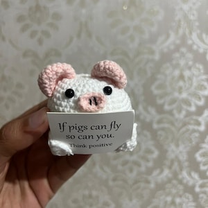 Crochet Positive Pig - Motivational Card Toy L Spread Joy - Crochet Pig ...