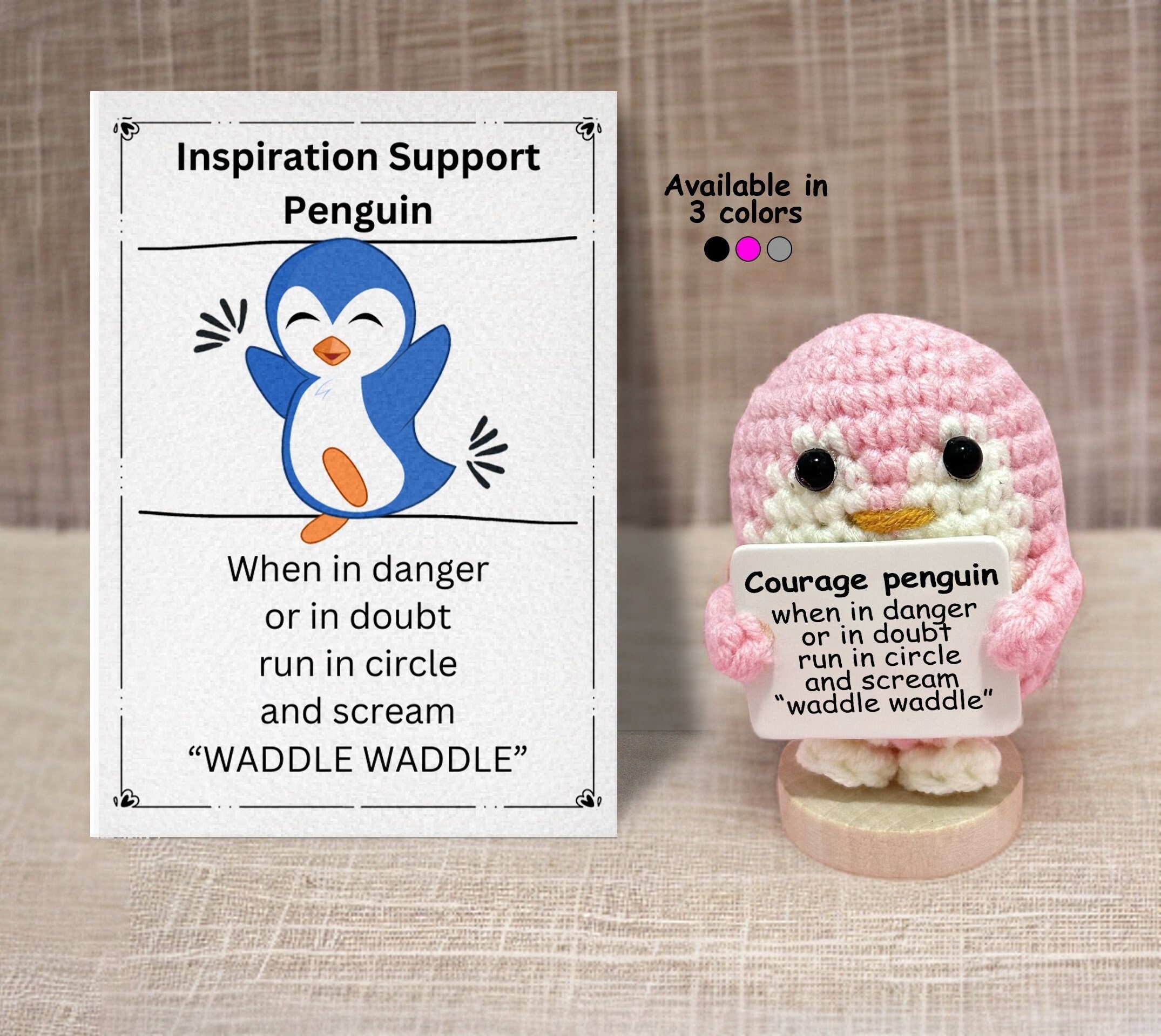 Little Penguin With Positive Message, Positive Penguin, Handmade ...