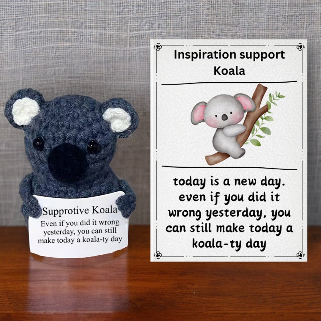 Handmade Crochet Koala With Inspiring Card - Thoughtful Friendship Gift ...