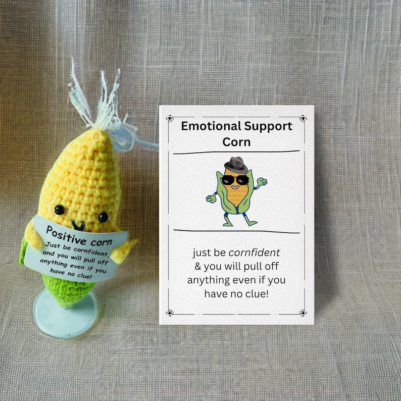 Crochet Confidence Corn Plush - Uplifting Gift With Affirmation Card ...