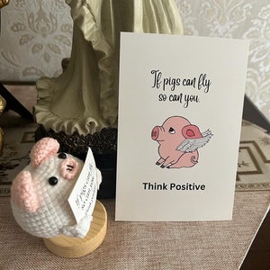 Crochet Positive Pig - Motivational Card Toy L Spread Joy - Crochet Pig ...