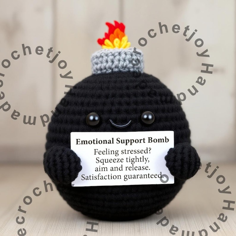 Crochet Stress Relief Bomb, Emotional Support Bomb, Funny Crochet Toy ...