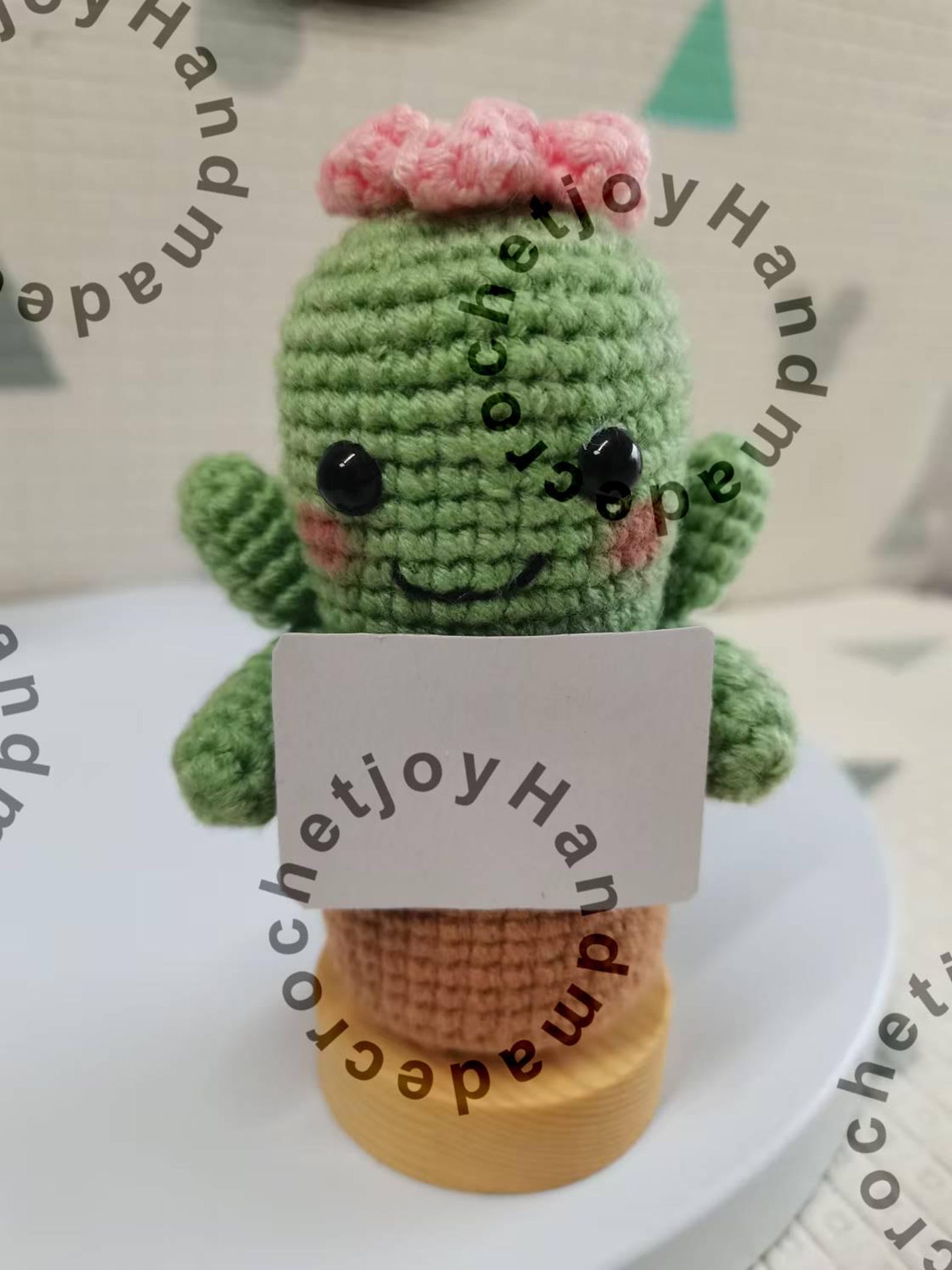 Handmade Crochet Cactus With Inspirational Message Card, Positive Desk ...