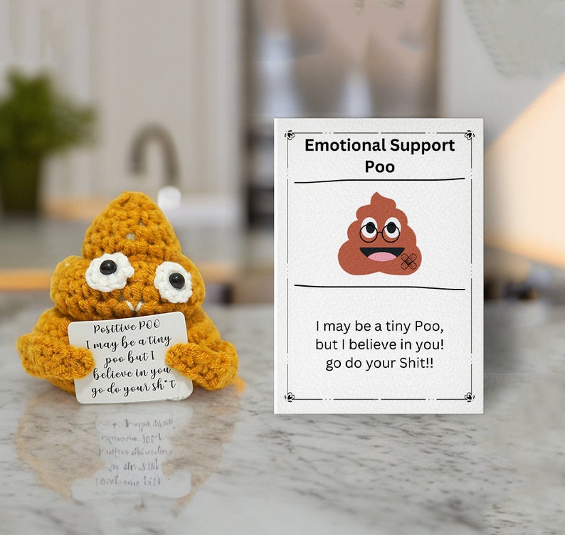 Crochet Positive Poo Plushy Desk Decor, Poop Emoji, Positive Poop Doll ...