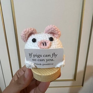 Crochet Positive Pig - Motivational Card Toy L Spread Joy - Crochet Pig ...