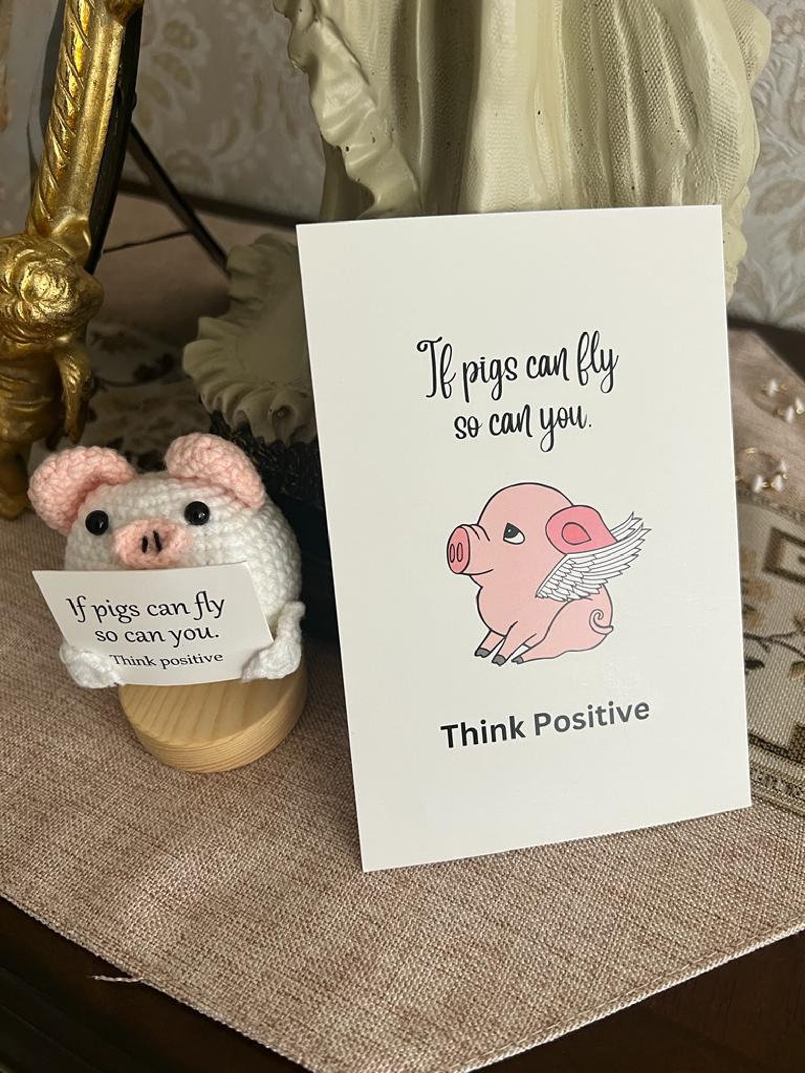Crochet Positive Pig - Motivational Card Toy L Spread Joy - Crochet Pig ...