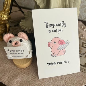 Crochet Positive Pig - Motivational Card Toy L Spread Joy - Crochet Pig ...