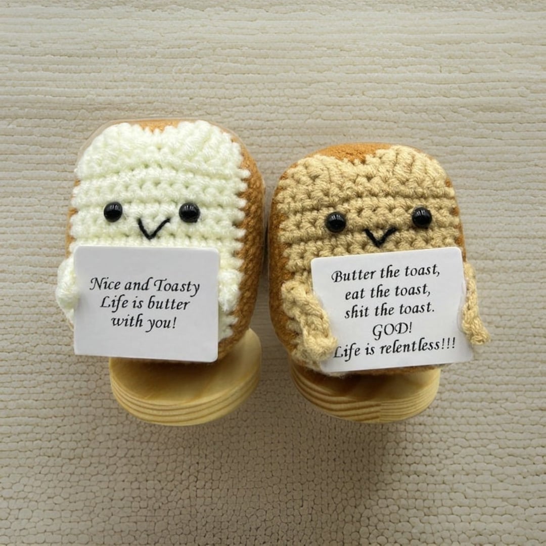 Happy Crochet Bread/toast, Handmade Knitted Positive Bread Doll,pick-me ...