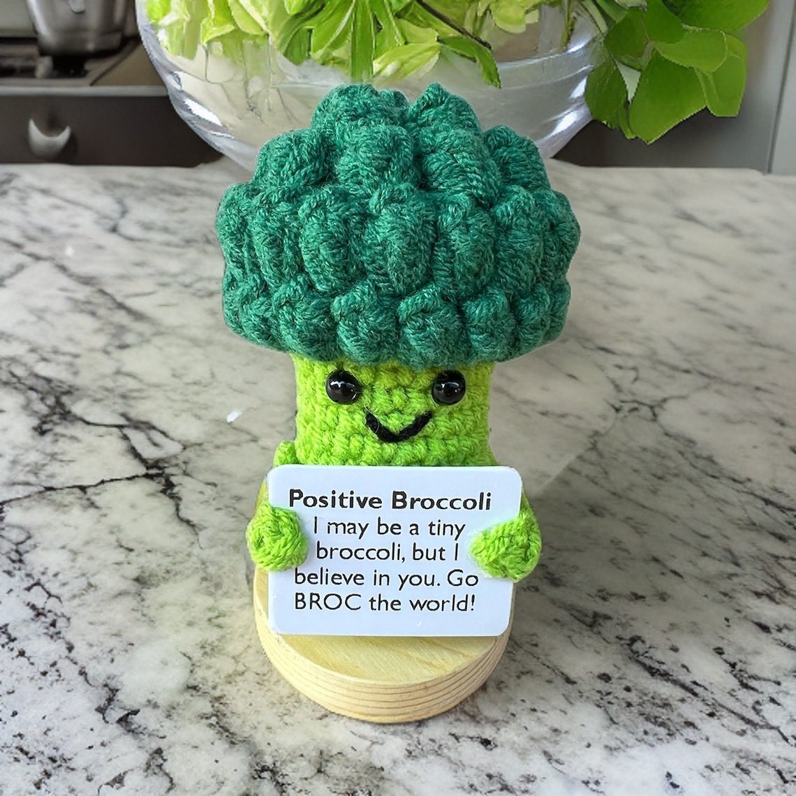 Personalized Crochet Broccoli Table Ornament With Positive Quote ...