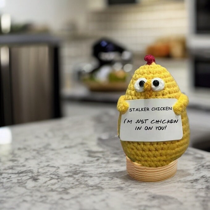 Stalker Chicken Crochet With Greeting Card L Just Chicken in on You L ...