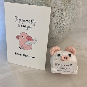 Crochet Positive Pig - Motivational Card Toy L Spread Joy - Crochet Pig ...