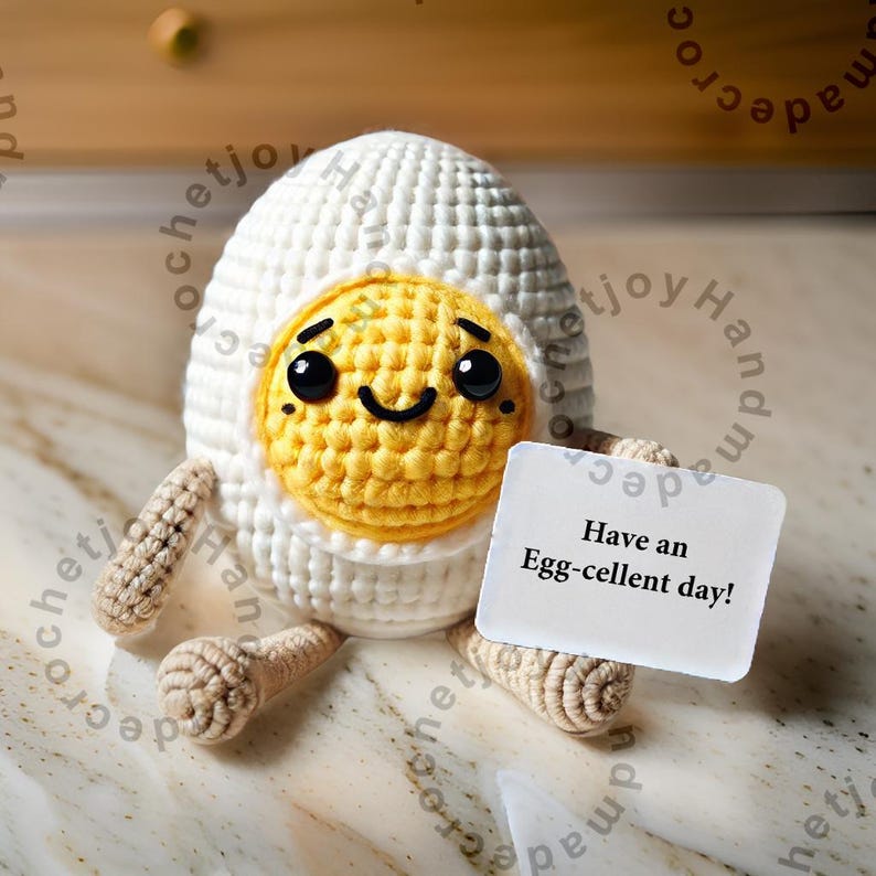 Handmade Crochet Egg With "have an Egg-cellent Day!" Card – Fun ...