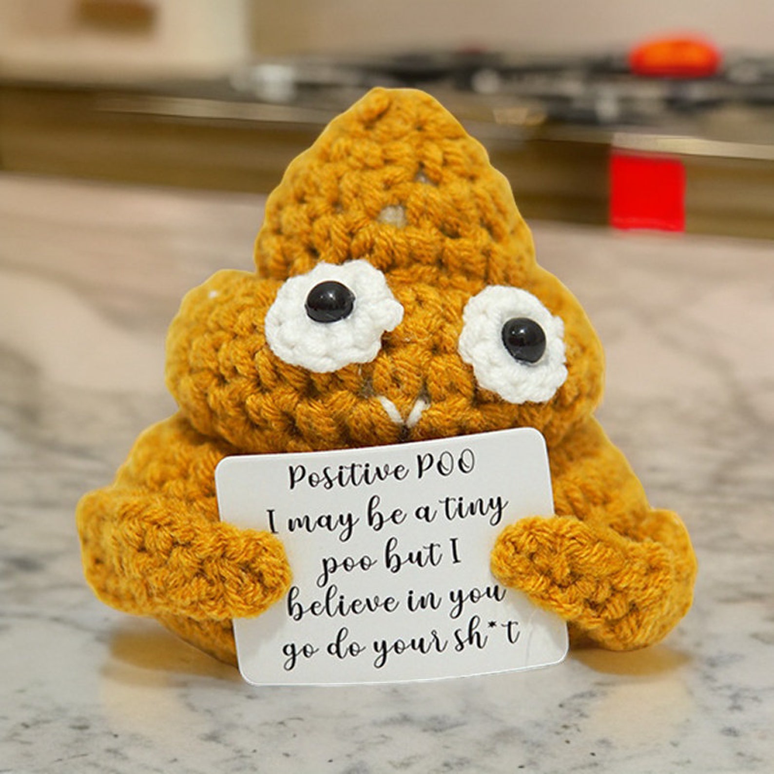 Crochet Positive Poo Plushy Desk Decor, Poop Emoji, Positive Poop Doll ...