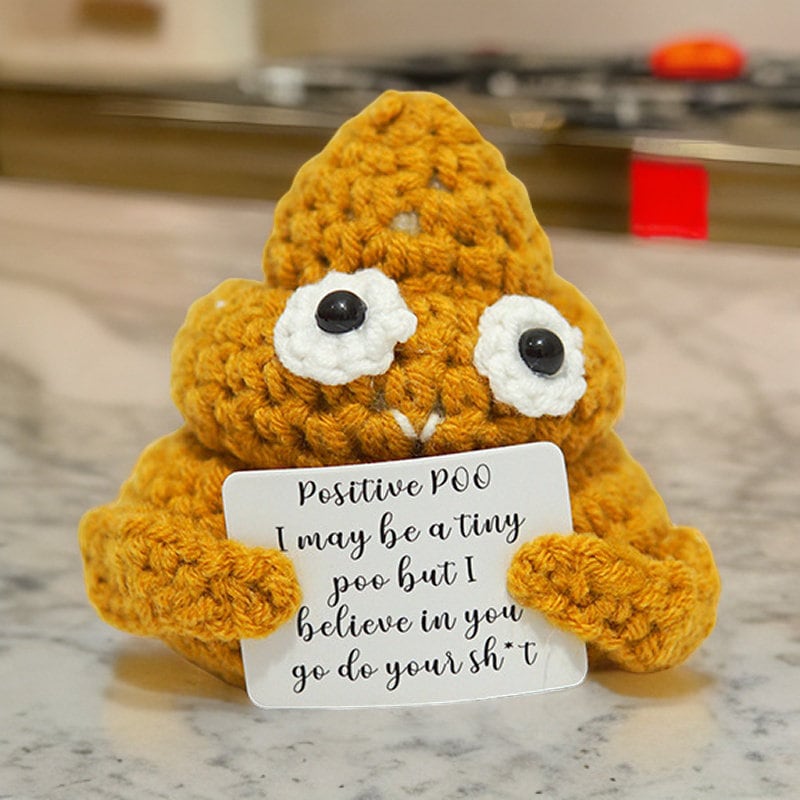 Crochet Positive Poo Plushy Desk Decor, Poop Emoji, Positive Poop Doll ...