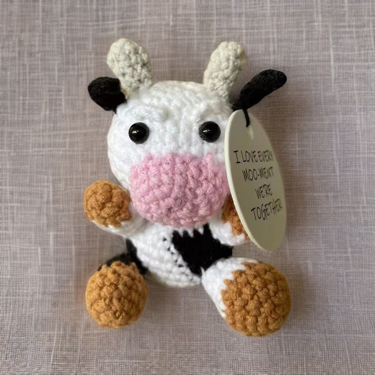 Lovely Crochet Cow Toy With Greeting Card Positive Vibes Couples Gift ...