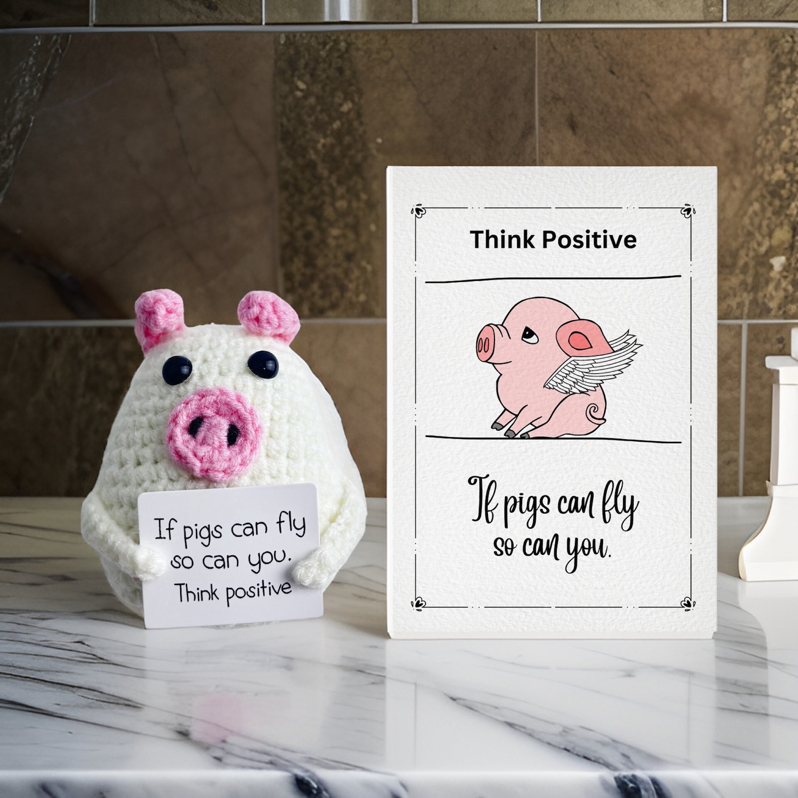 Crochet Positive Pig Plush - Motivational Gift With Inspiring Cards ...