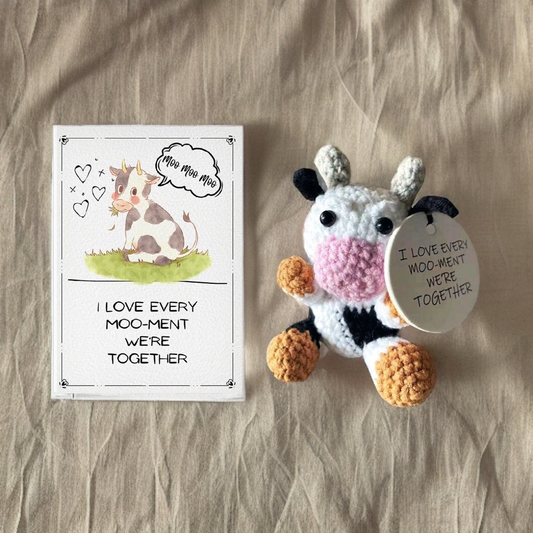 Lovely Crochet Cow Toy With Greeting Card | Positive Vibes | Couples ...