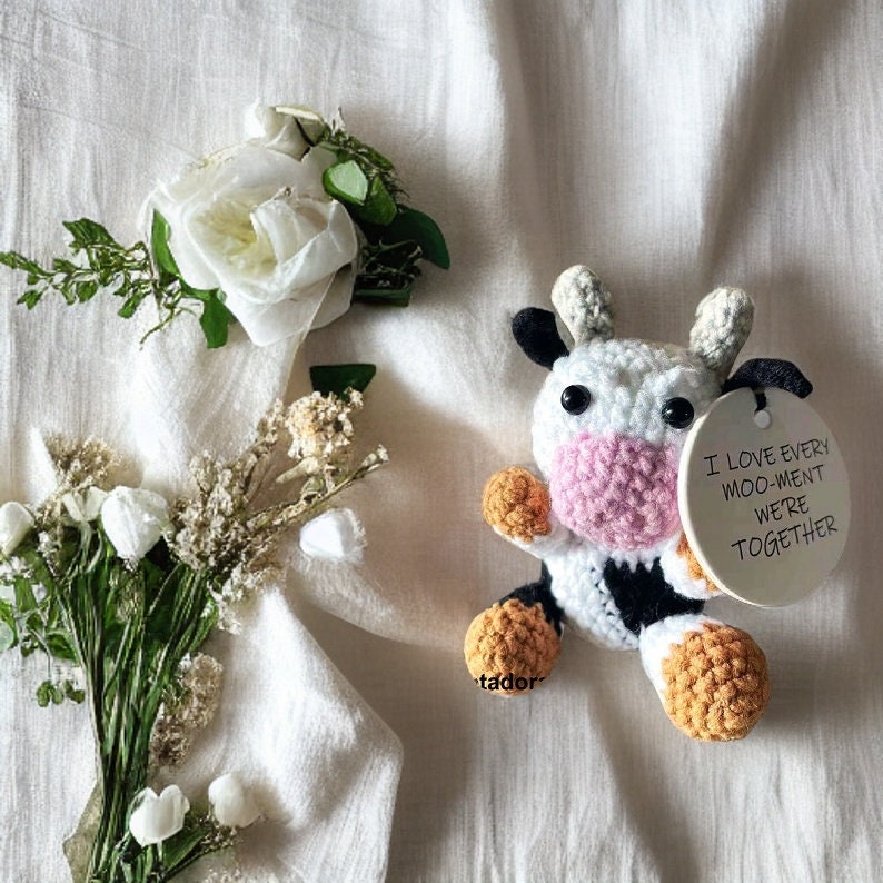 Lovely Crochet Cow Toy With Greeting Card | Positive Vibes | Couples ...