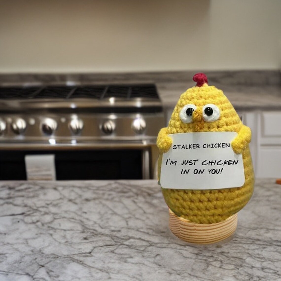Stalker Chicken Crochet With Greeting Card L Just Chicken in on You L ...