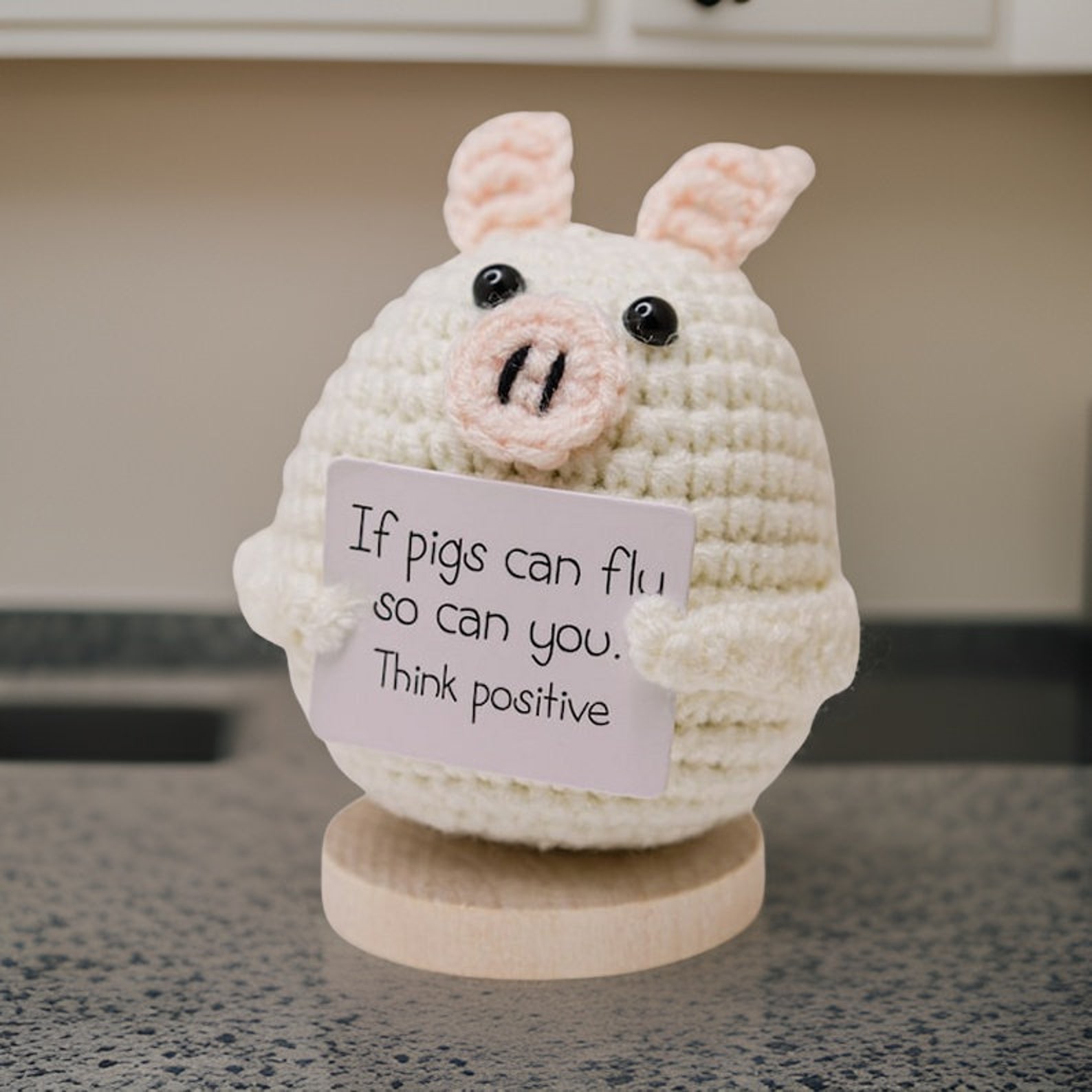 Crochet Positive Pig Plush - Motivational Gift With Inspiring Cards ...