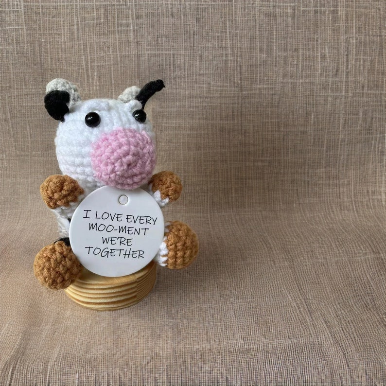 Lovely Crochet Cow Toy With Greeting Card | Positive Vibes | Couples ...