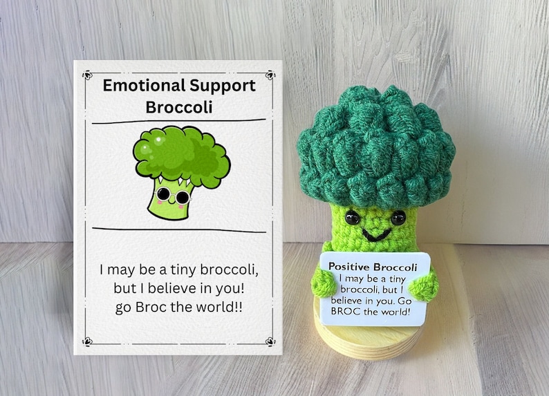 Personalized Crochet Broccoli Table Ornament With Positive Quote ...