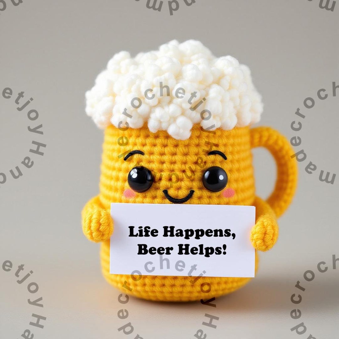 Handmade Crochet Beer Mug, Crochet Beer Glass, Funny Beer Decor ...