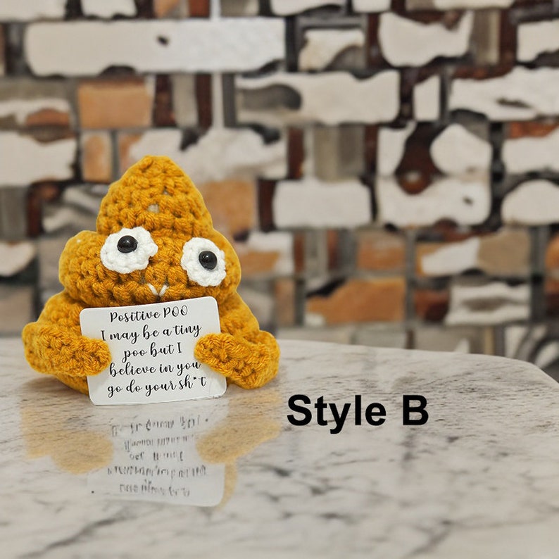 Crochet Positive Poo Plushy Desk Decor, Poop Emoji, Positive Poop Doll ...