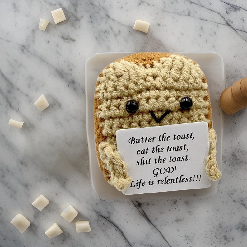 Happy Crochet Bread/toast, Handmade Knitted Positive Bread Doll,pick-me ...