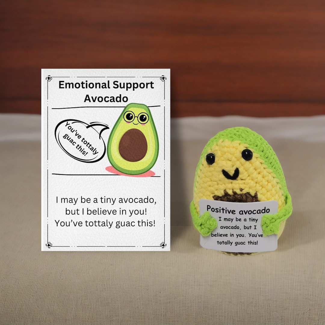 Handmade Crochet Avocado Plush - Uplifting Gift With Affirmation Card ...