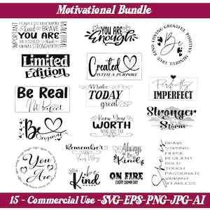 Positive Quotes SVG Bundle for Inspirational Tote Bags and Crafts - Etsy