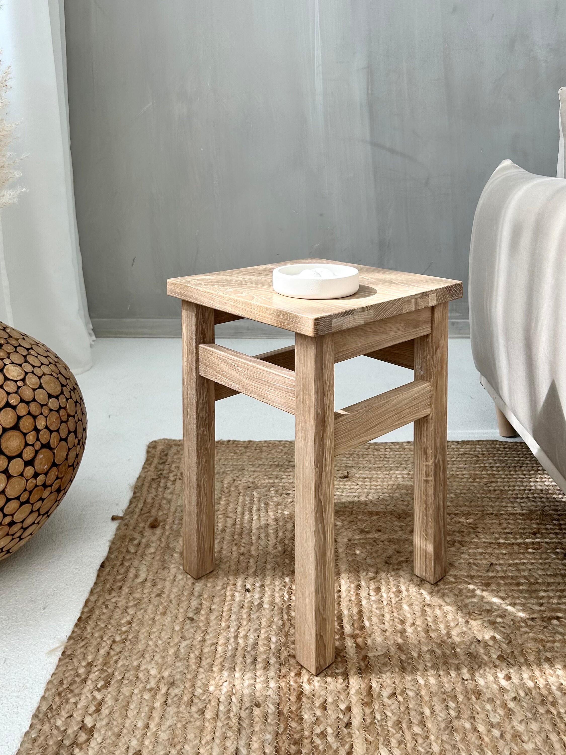 Solid Oak Stool - Etsy