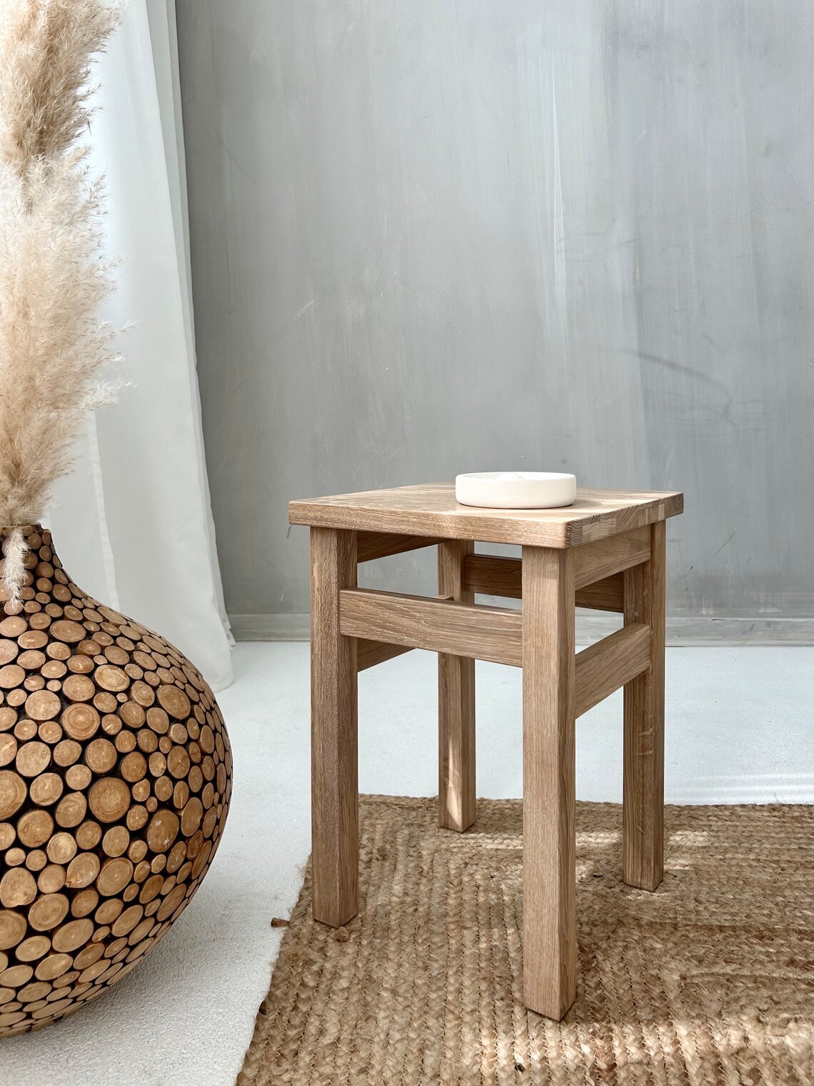 Solid Oak Stool - Etsy