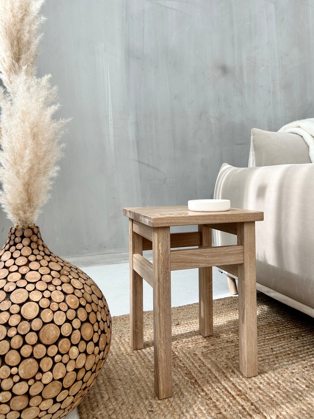 Solid Oak Stool - Etsy