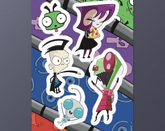 Invader Zim Cast Sticker Zim, Dib, Gir, Gaz, Tallests, Skoodge, Tak ...
