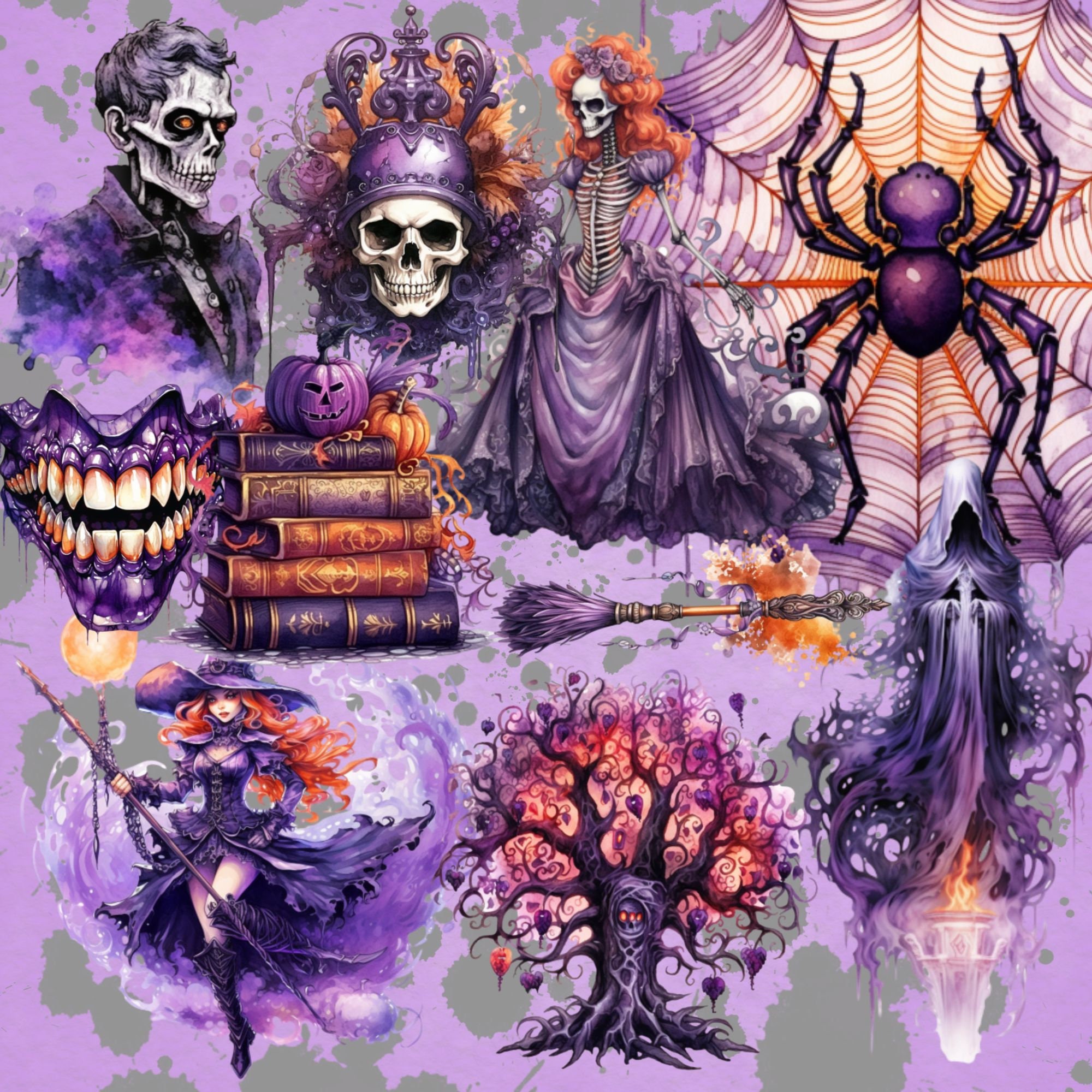 87 Beautiful Purple and Orange Halloween Clipart 70 High - Etsy