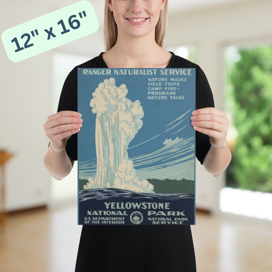 Yellowstone National Park Poster Unframed Old Faithful Geyser Vintage ...