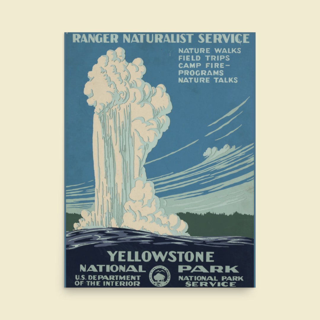 Yellowstone National Park Poster Unframed Old Faithful Geyser Vintage ...